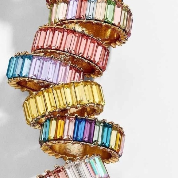 Jewelry | Ombre Rainbow Multi Color Crystal Gold Ring | Poshmark